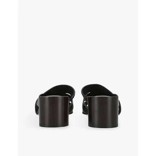 TOD'S Leather Heeled Mules - Dark Brown