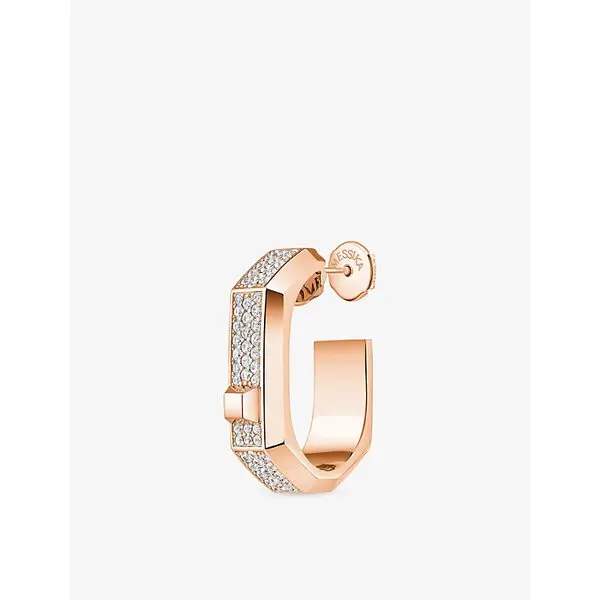 Messika Moderniste Medium Pavé Diamond Hoop Single Earring - Pink