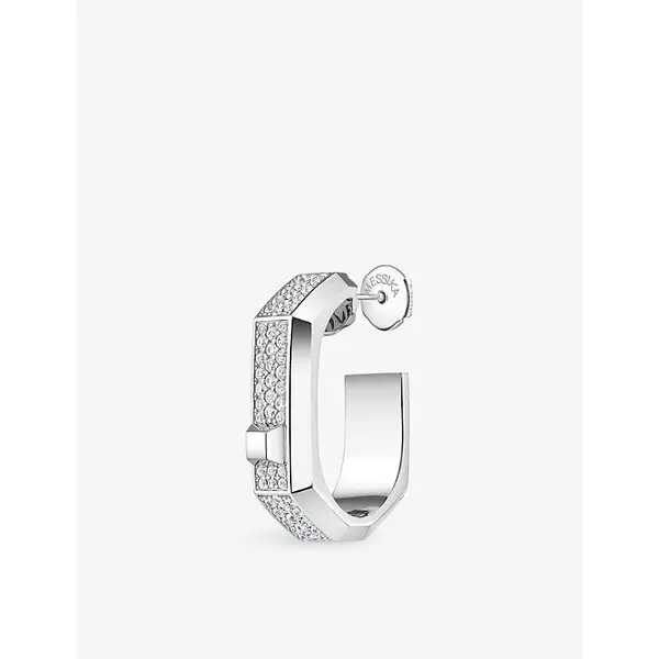 Messika Moderniste Medium Pavé Diamond Hoop Single Earring - White