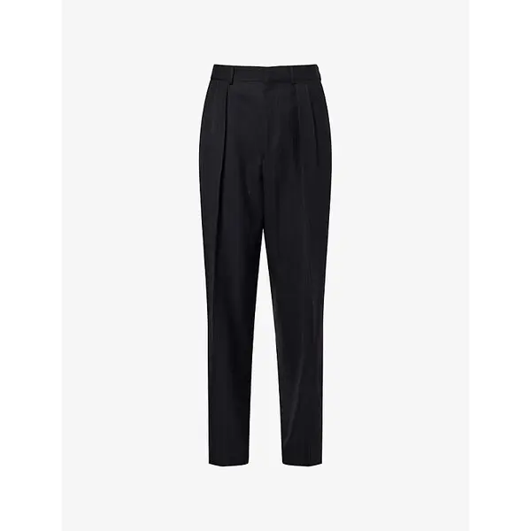 TOM FORD Pleated Wide-leg Wool Trousers - Black