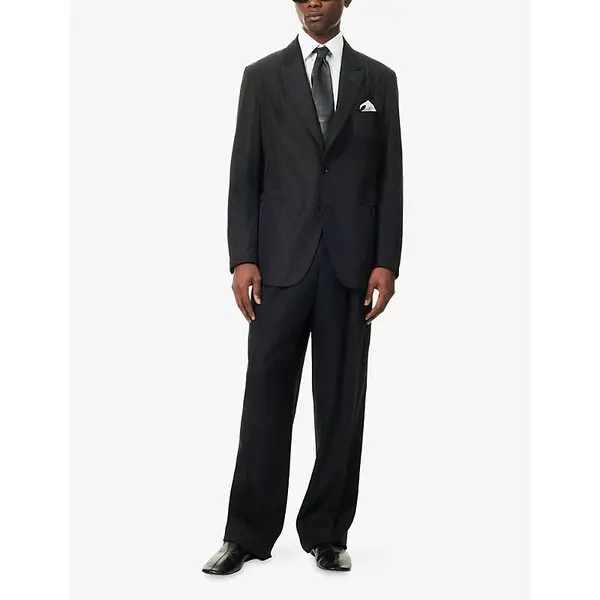 TOM FORD Pleated Wide-leg Wool Trousers - Black