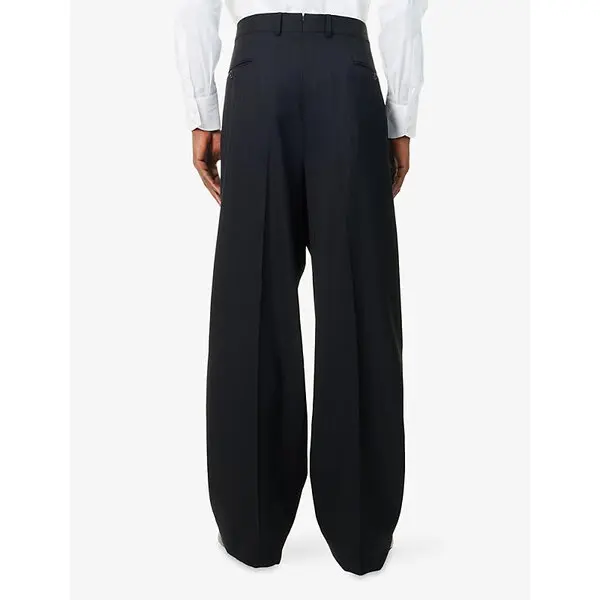 TOM FORD Pleated Wide-leg Wool Trousers - Black