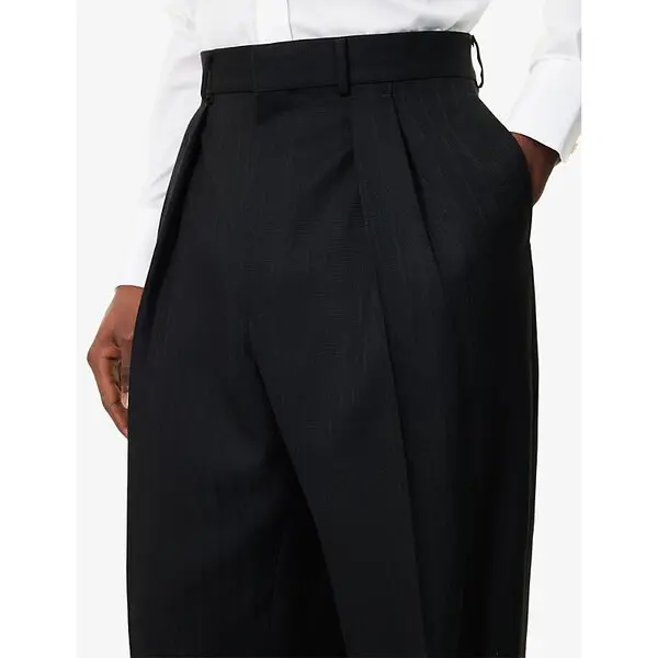 TOM FORD Pleated Wide-leg Wool Trousers - Black