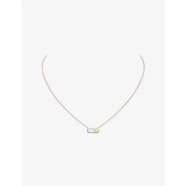 Messika Move Uno 18ct Gold And 0.02ct Diamond Necklace - Pink