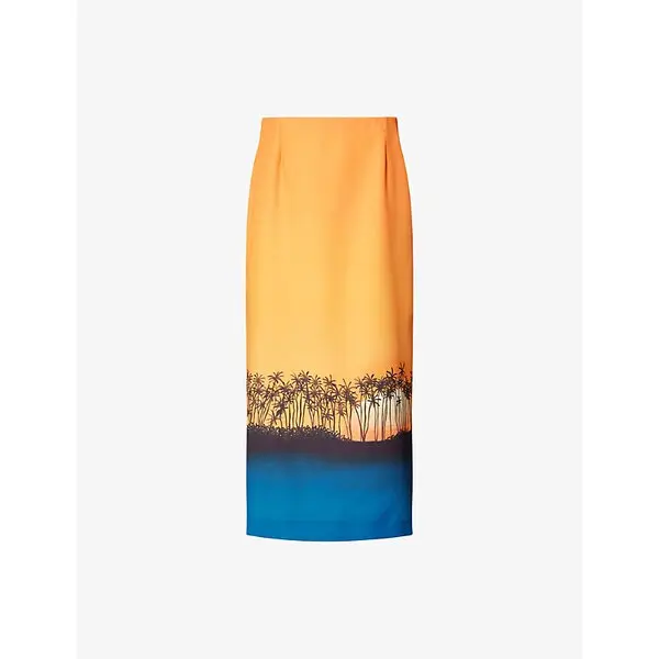 ROSIE ANTWERP Sunset-print Woven Maxi Skirt