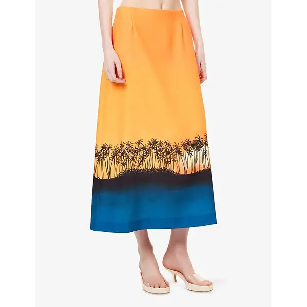 ROSIE ANTWERP Sunset-print Woven Maxi Skirt