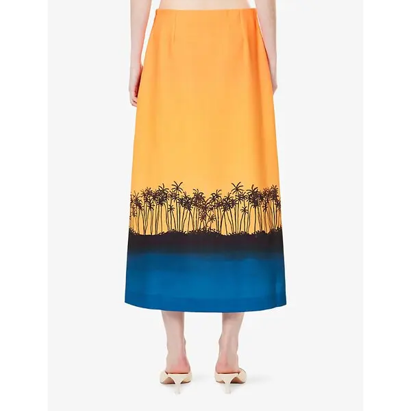 ROSIE ANTWERP Sunset-print Woven Maxi Skirt