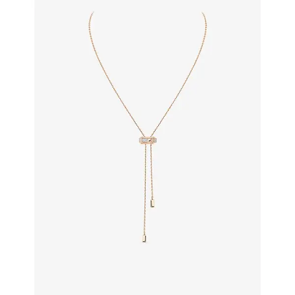 Messika Moderniste Pave Tie Necklace - Pink