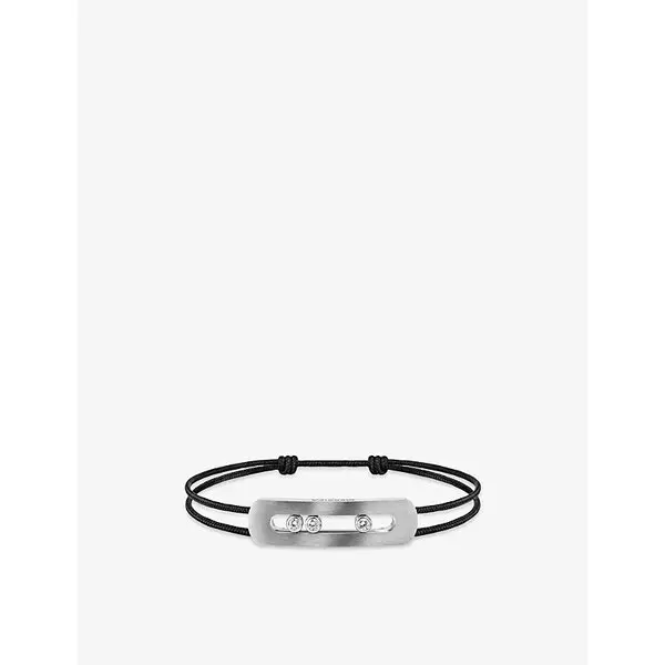 Messika Move Large Titanium And Diamond Cord Bracelet - Grey