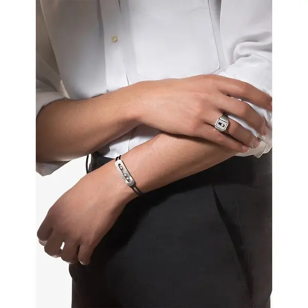 Messika Move Large Natural Titanium And 0.44ct Diamond Cord Bracelet