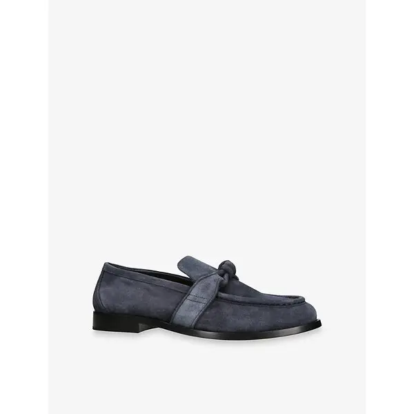 Bottega Veneta Astaire Knot Suede Loafers - Blue/dark