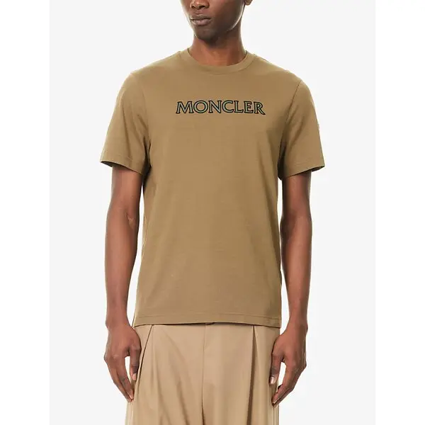 Moncler Embossed-logo Cotton T-shirt - Medium Green