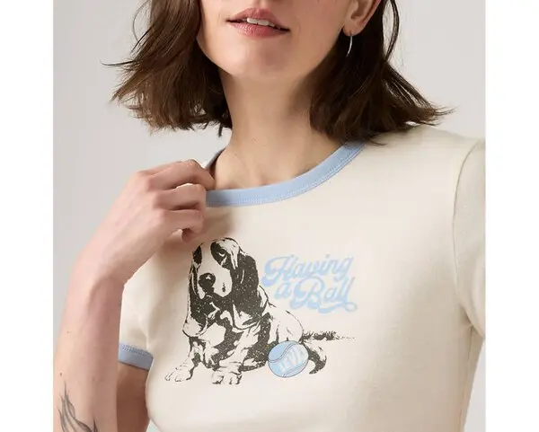 LEVI'S Graphic Logo Ringer T-shirt - Egret