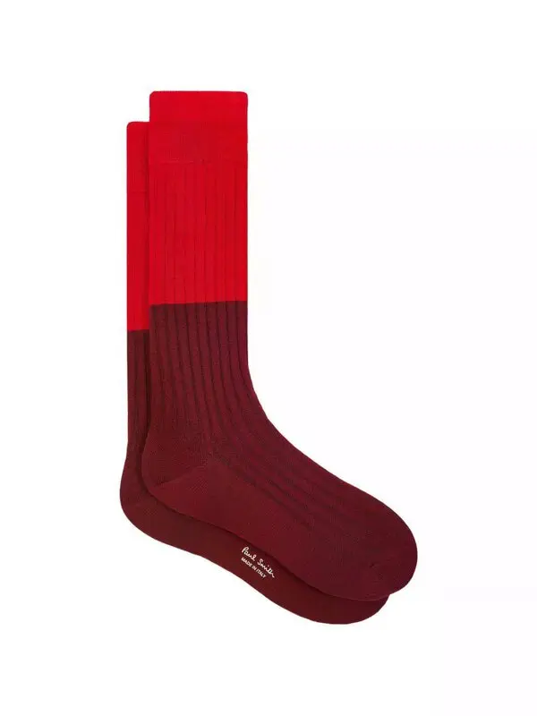 Paul Smith Ribbed Colourblock Socks - Red