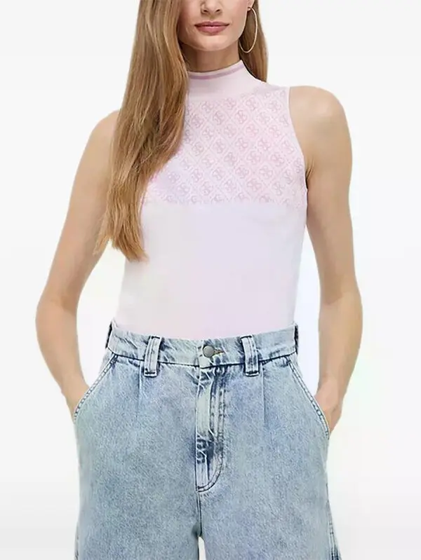 Guess Patterned Mock-neck Top