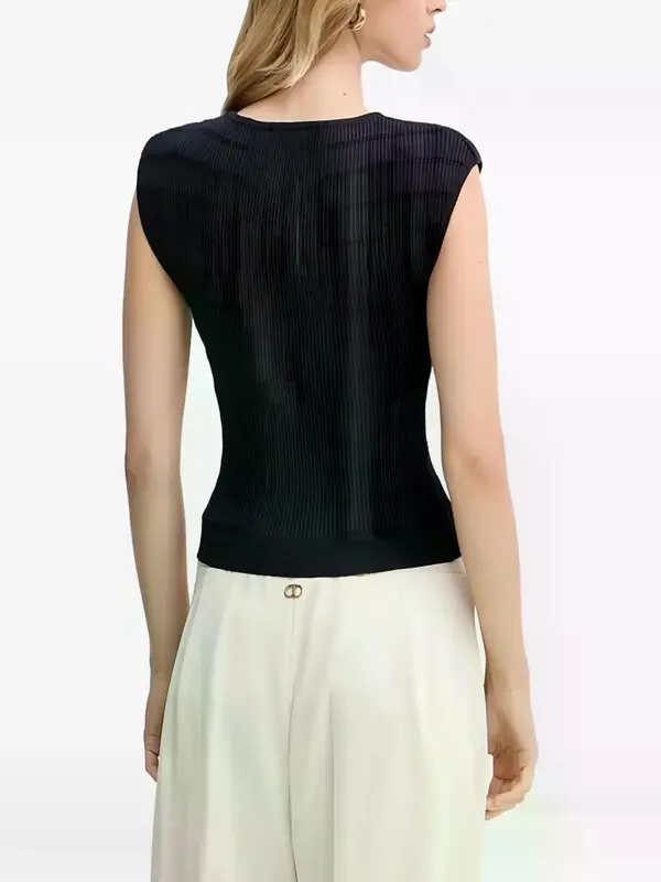 Guess Button-embellished Ribbed Top - Blue
