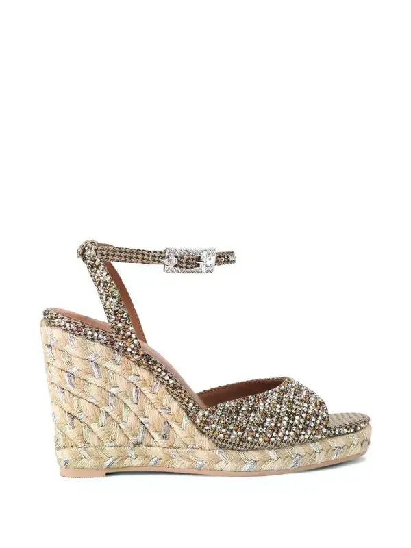 Kurt Geiger Embellished Houndstooth Espadrille Wedge Sandals