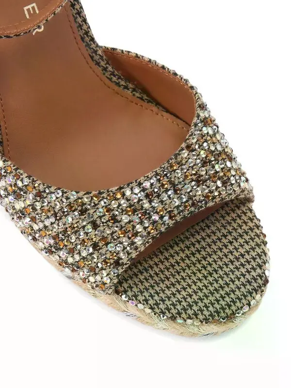 Kurt Geiger Embellished Houndstooth Espadrille Wedge Sandals
