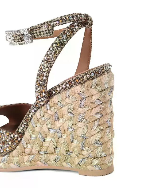 Kurt Geiger Embellished Houndstooth Espadrille Wedge Sandals
