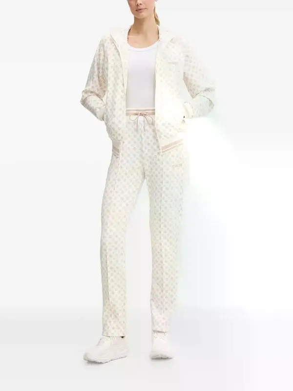 Guess Monogram-print Zip-up Top - Neutrals