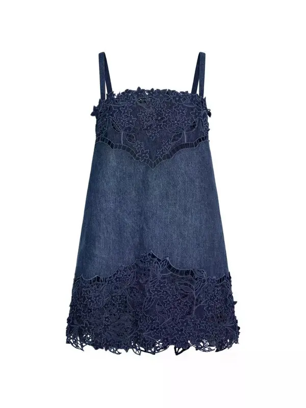 Oscar De La Renta Porcelain-flower Cutout Mini Dress - Blue