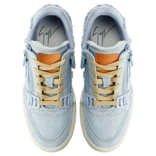 GIUSEPPE ZANOTTI Bi-material Low-top Sneaker - Light Blue
