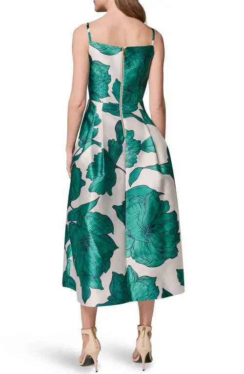 Donna Karan New York Floral Mikado Fit & Flare Gown