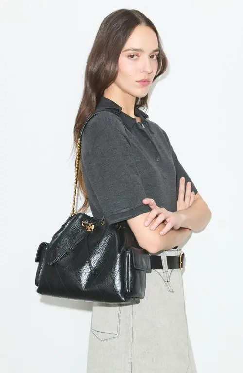 Tory Burch Charlie Quilted Leather Drawstring Shoulder Bag