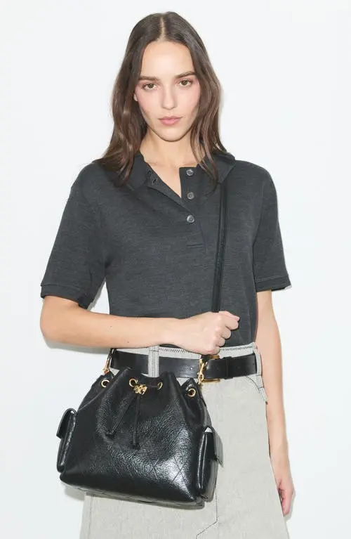 Tory Burch Charlie Quilted Leather Drawstring Shoulder Bag