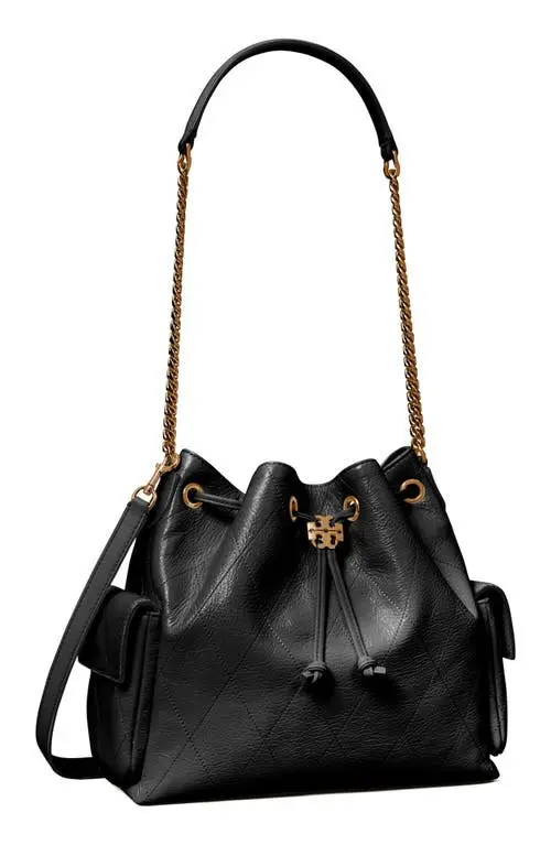 Tory Burch Charlie Quilted Leather Drawstring Shoulder Bag