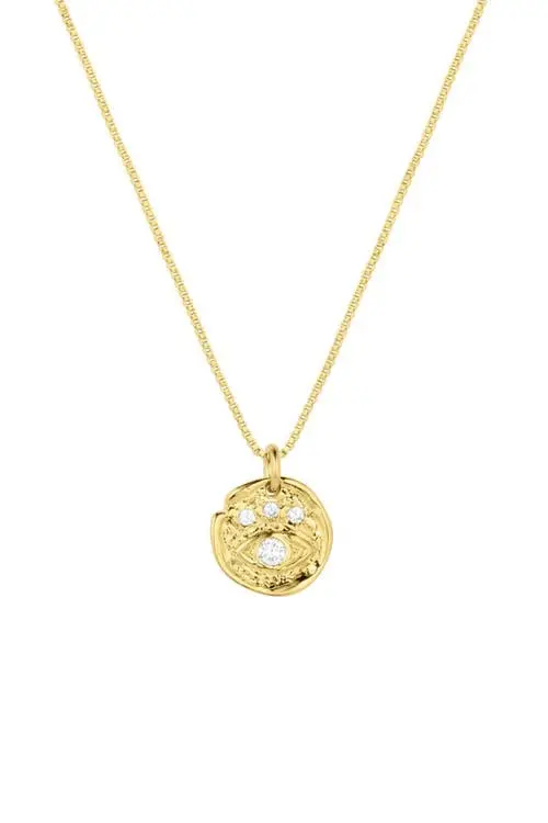 SET & STONES Evie Evil Eye Medallion Chain Necklace - Gold