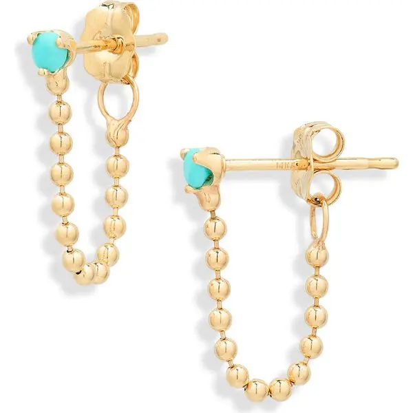 Zoe Chicco 14k Gold Turquoise Bead Earrings - 14k Yellow Gold/turquoise