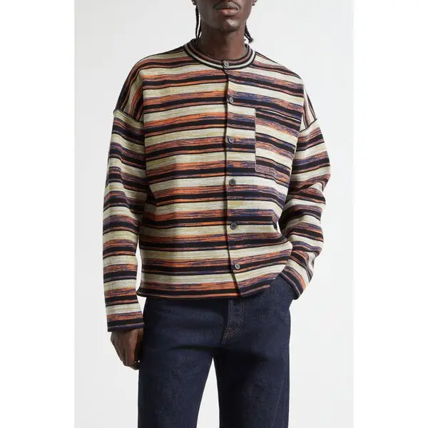 WASTE YARN PROJECT Matt Space Dyed Stripe One Of A Kind Shirt Jacket - Multi