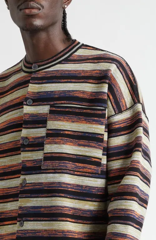 WASTE YARN PROJECT Matt Space Dyed Stripe Shirt Jacket