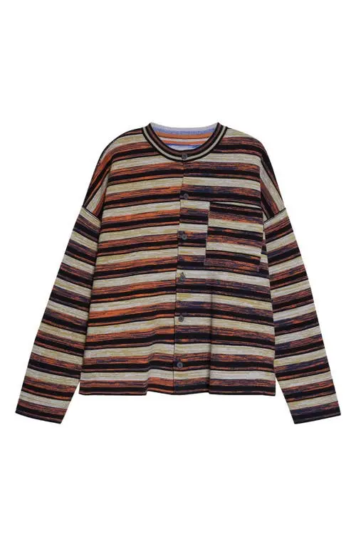 WASTE YARN PROJECT Matt Space Dyed Stripe Shirt Jacket