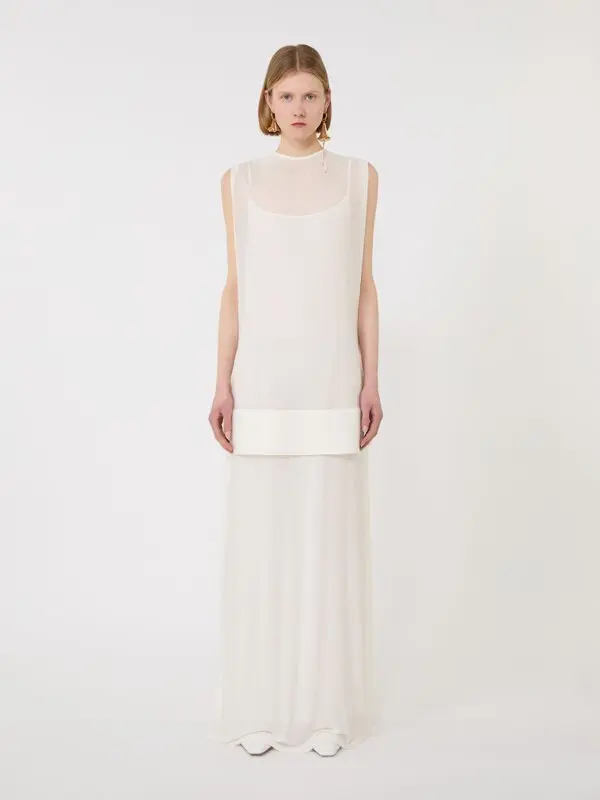 Max Mara Long Viscose Jersey Dress - White