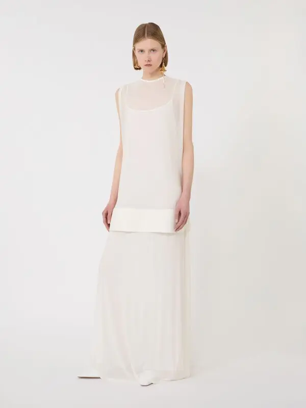 Max Mara Long Viscose Jersey Dress - White