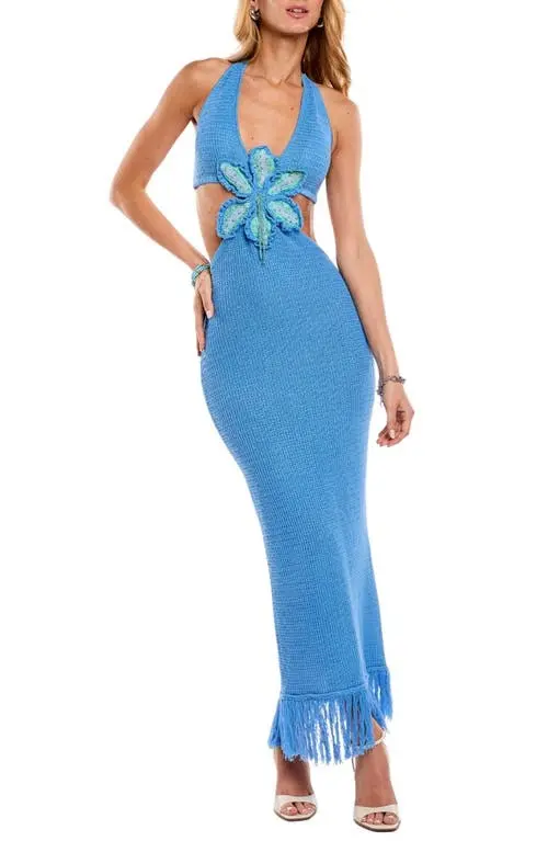 CAPITTANA Starla Halter Maxi Cover-up Dress - Blue