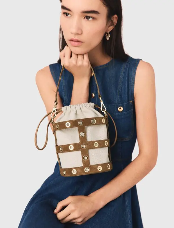 Maje Suede Miss M Bucket Bag With Metal Eyelets