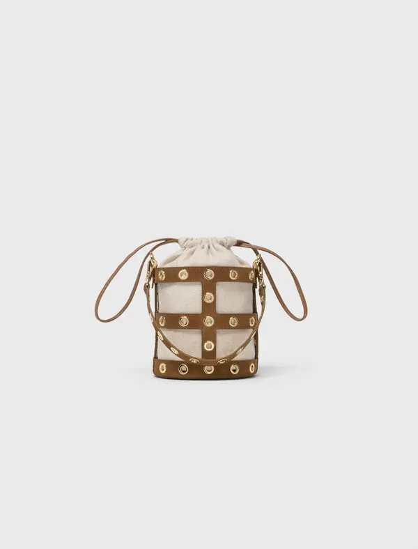 Maje Suede Miss M Bucket Bag With Metal Eyelets