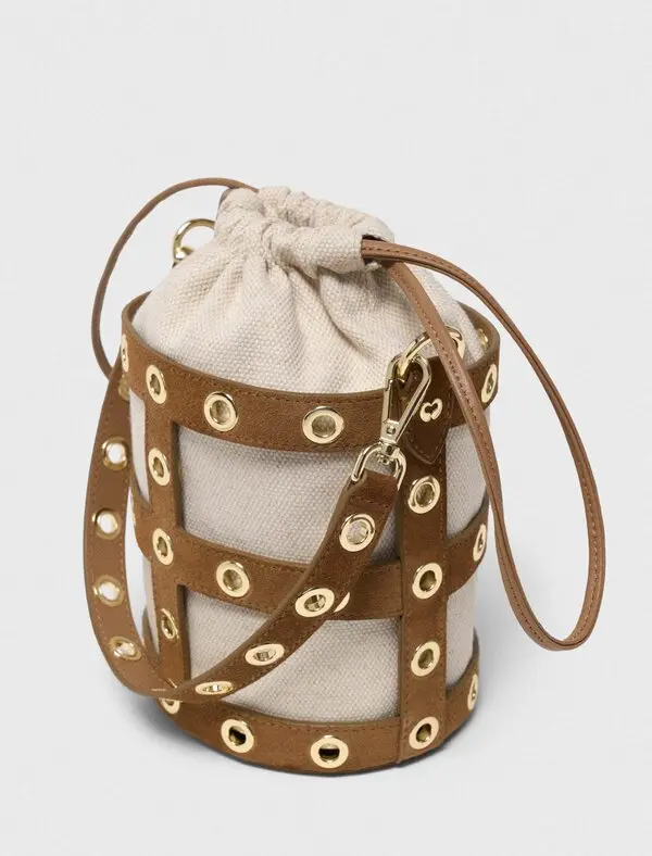 Maje Suede Miss M Bucket Bag With Metal Eyelets