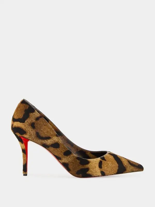 CHRISTIAN LOUBOUTIN Miss Z 80 Bengali Print Leather Pumps - Brown