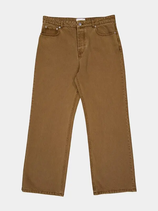 AMI Paris Wide-leg Cotton Jeans - Brown