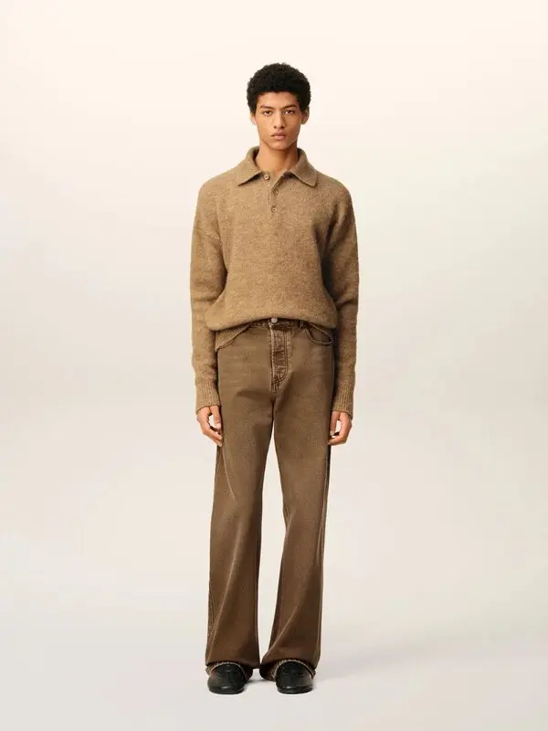 AMI Paris Wide-leg Cotton Jeans - Brown