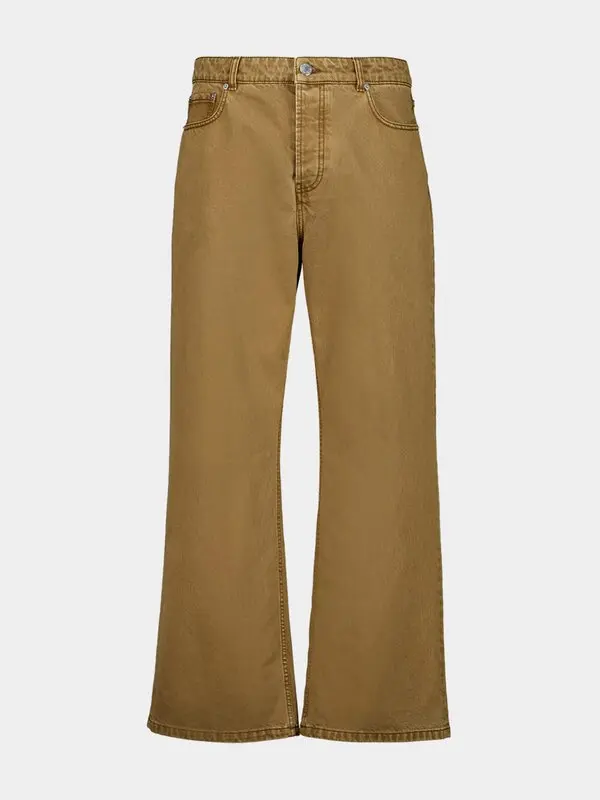 AMI Paris Wide-leg Cotton Jeans - Brown