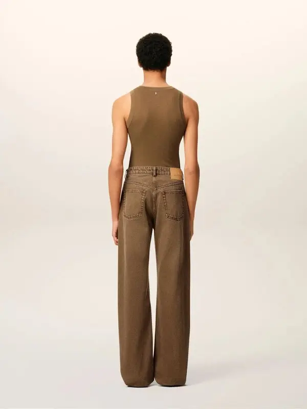 AMI Paris Wide-leg Cotton Jeans - Brown