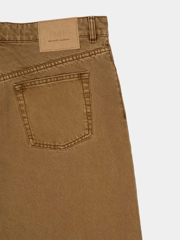 AMI Paris Wide-leg Cotton Jeans - Brown