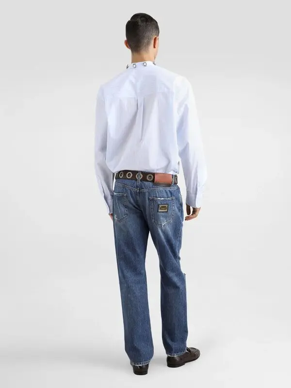 Dolce & Gabbana Classic Cotton Jeans With Logo Tag - Blue