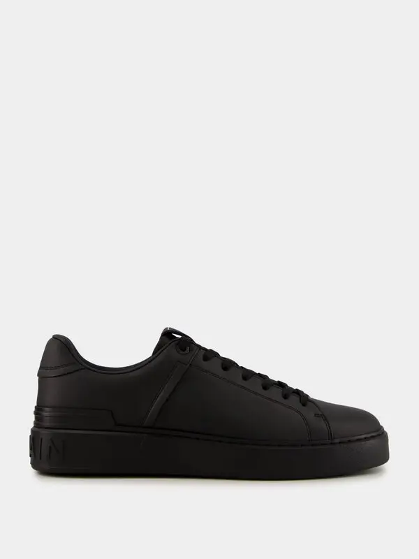 Balmain B-court Calfskin Trainers - Black