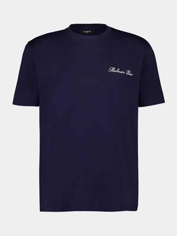 Balmain Marine Embroidered Signature T-shirt